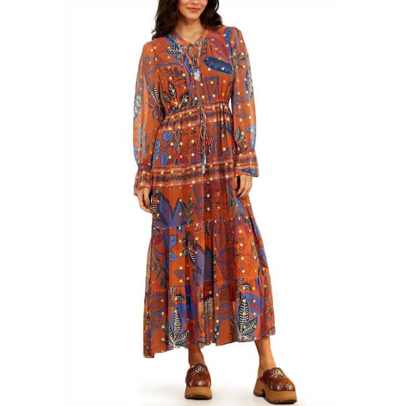 FARM Rio | Dresses | New Farm Rio Wild Jungle Midi Dress In Copper ...